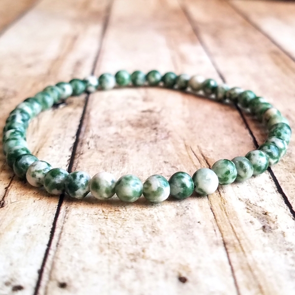 Jewelry | 4mm Spotted Green Jasper Gemstone Bracelet | Poshmark